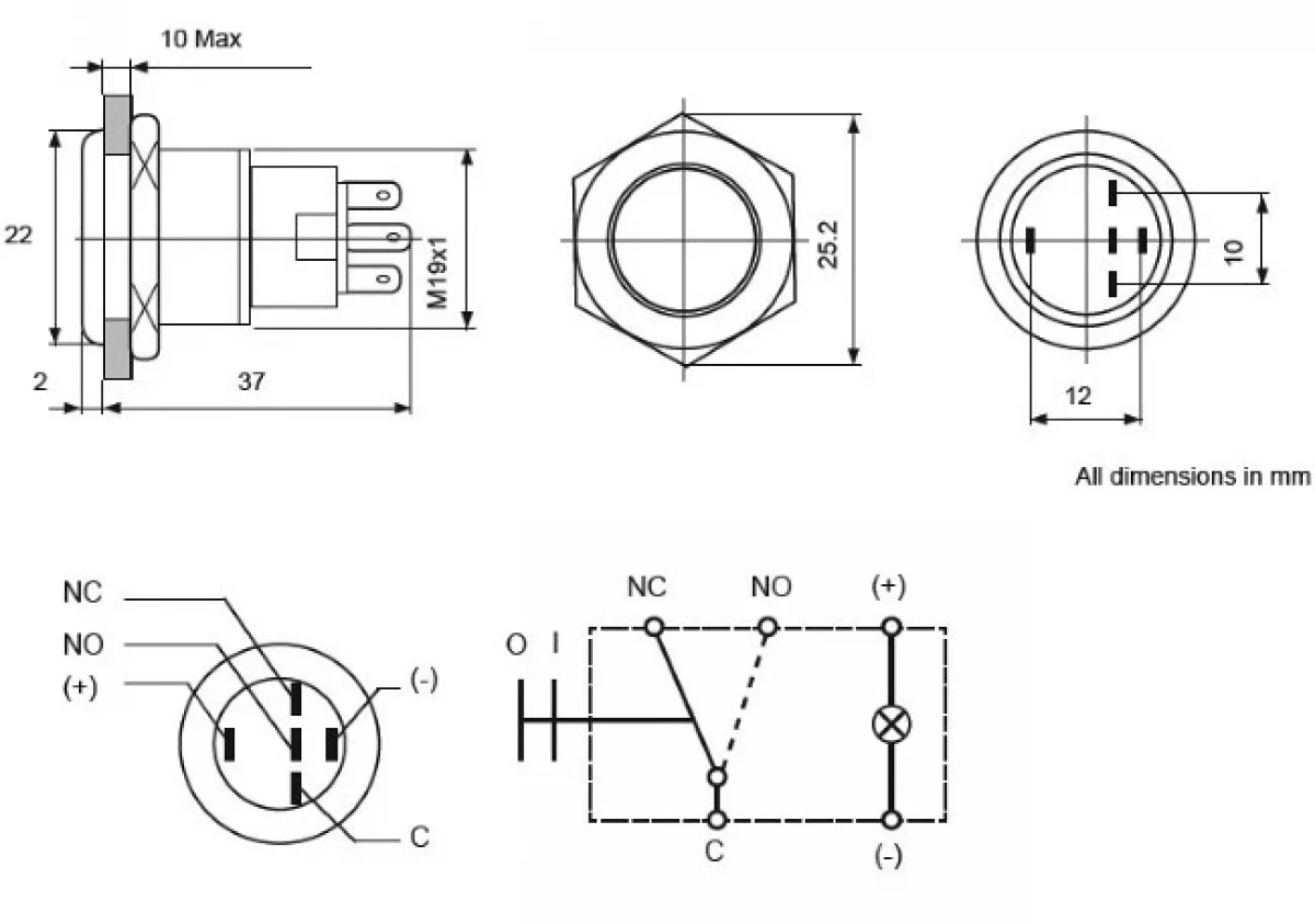 Hella Led Bryter Ss Rød 12v